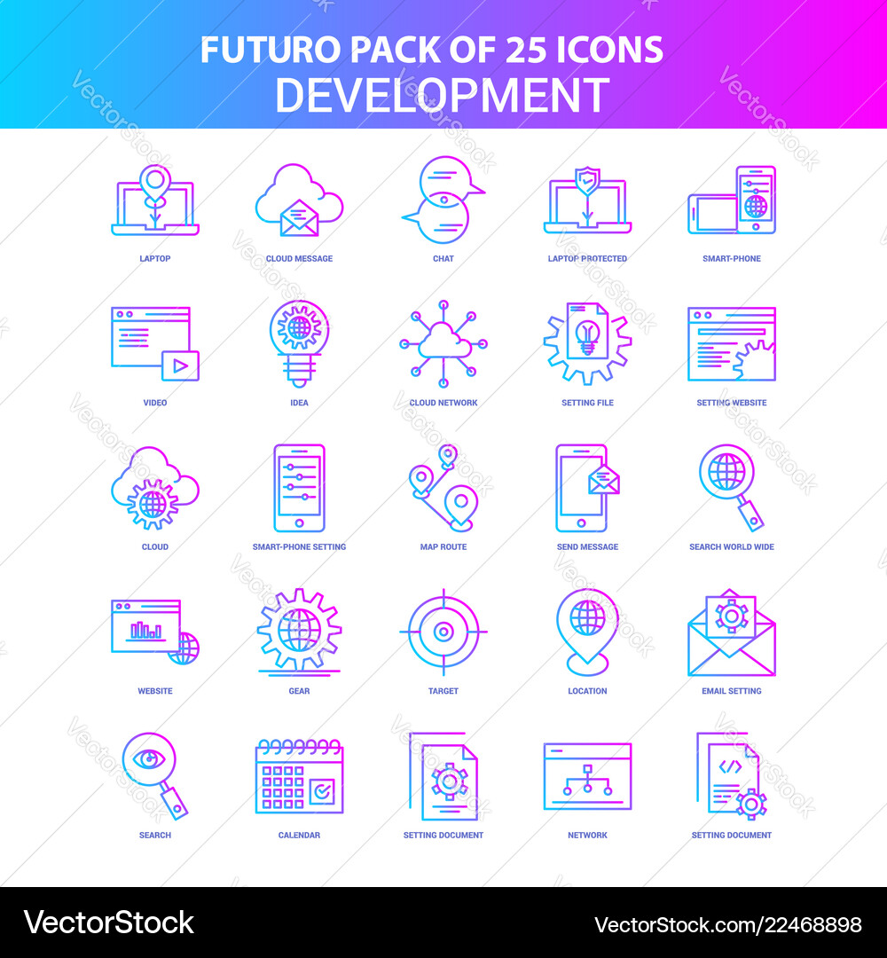 25 blue and pink futuro development icon pack Vector Image