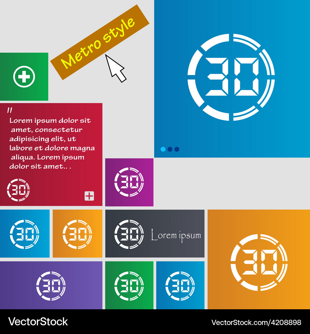 30 second stopwatch icon sign metro style buttons Vector Image