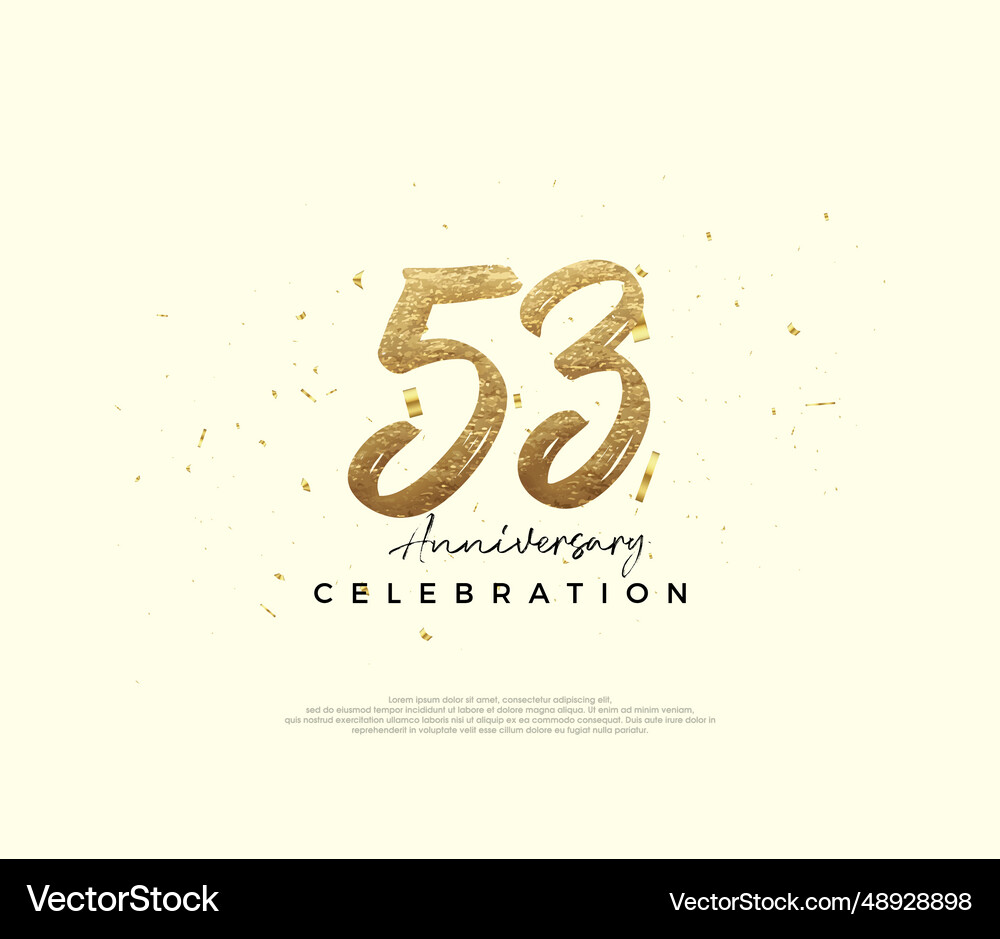53rd anniversary celebration with gold glitter Vector Image
