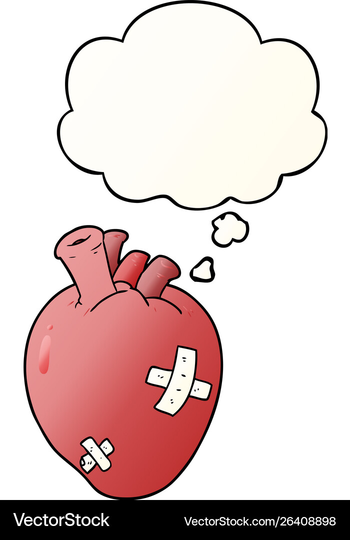 Cartoon heart and thought bubble in smooth Vector Image