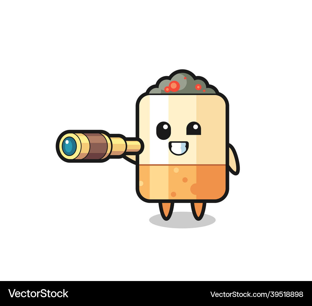 Cute cigarette character is holding an old Vector Image