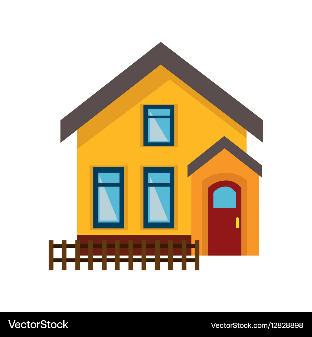 Cute house exterior isolated icon Royalty Free Vector Image