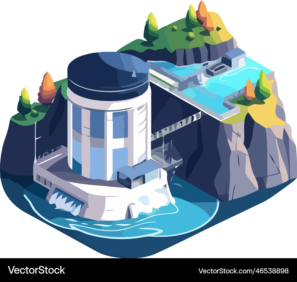 Hydroelectric plant ecology generator Royalty Free Vector