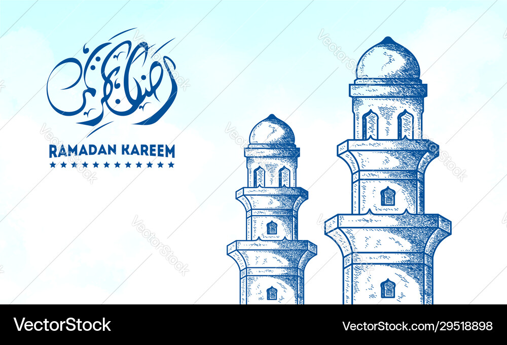 Luxury minarets hand drawn style background Vector Image