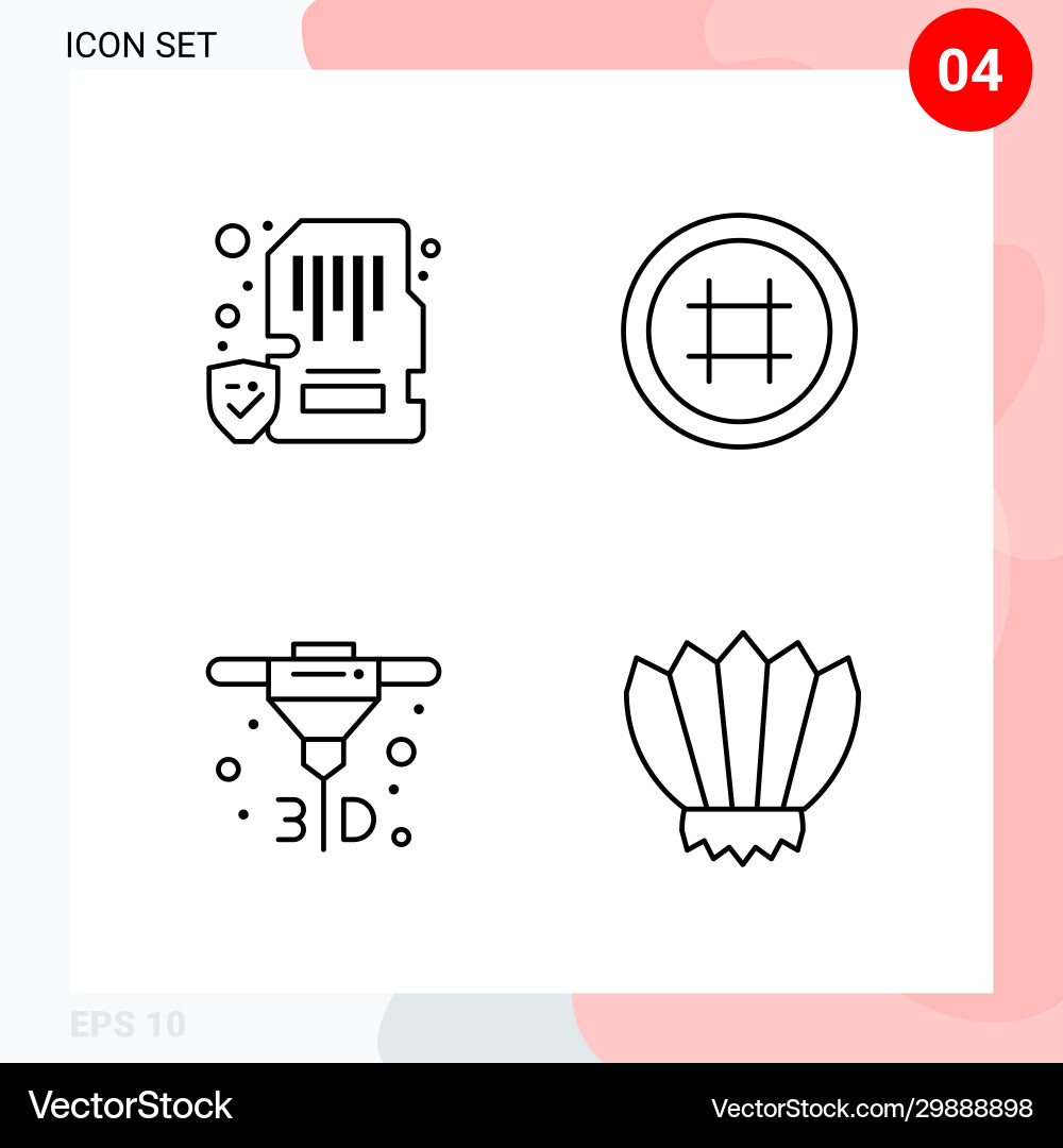 Pack 4 icons in line style creative outline Vector Image