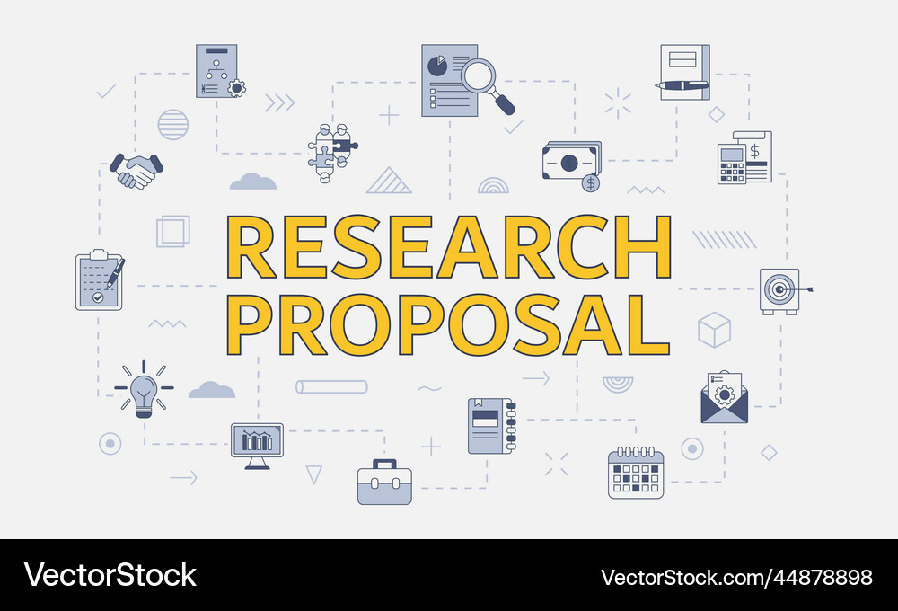 Research proposal concept with icon set with big Vector Image