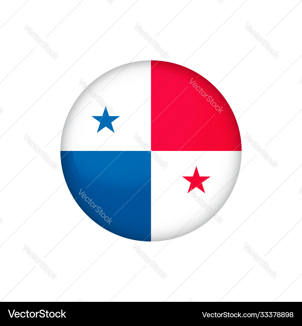 Round flag panama button icon glossy badge Vector Image