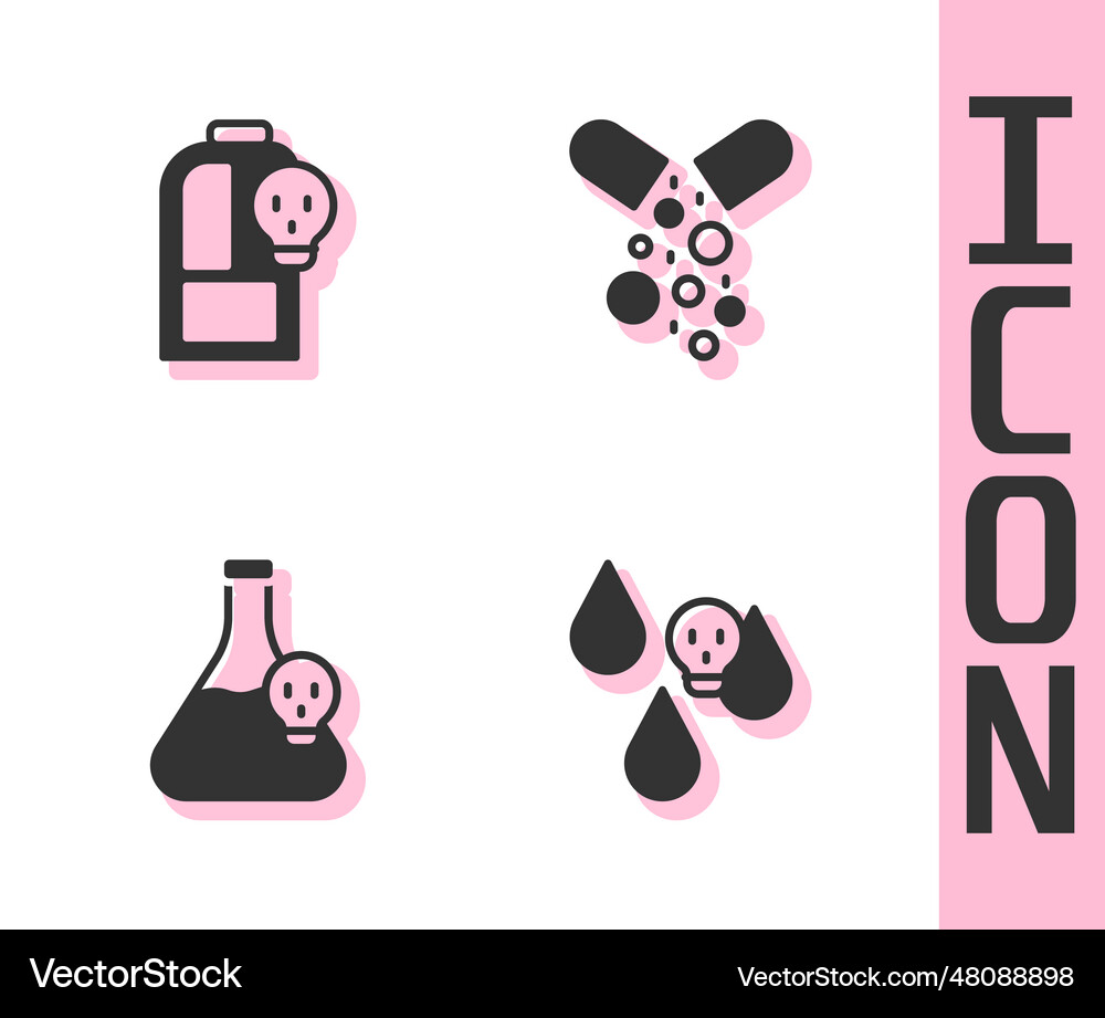 Set acid rain beaker with toxic liquid Royalty Free Vector