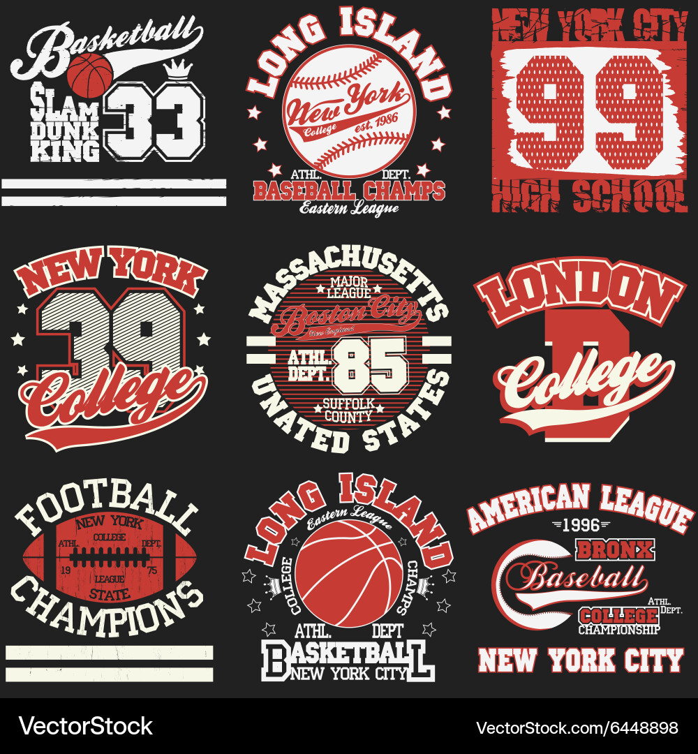 Sport t-shirt set Royalty Free Vector Image - VectorStock