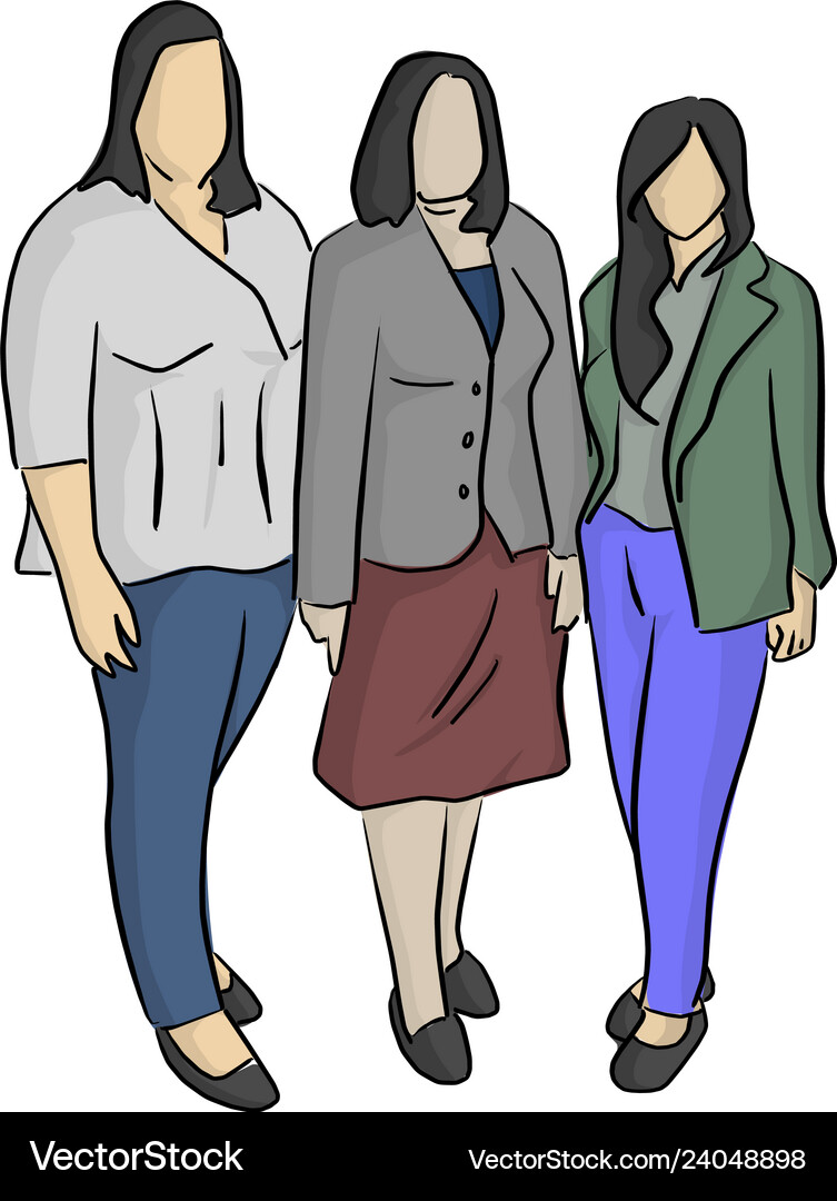 Three business women with different shapes Vector Image