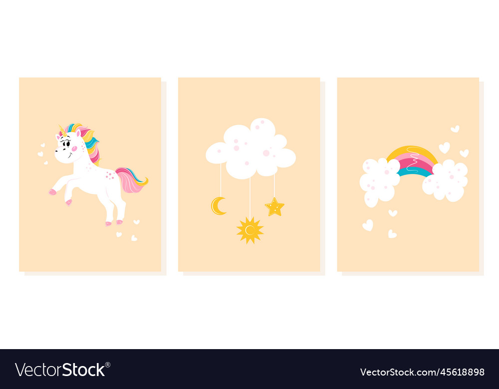 Unicorns banners set Royalty Free Vector Image