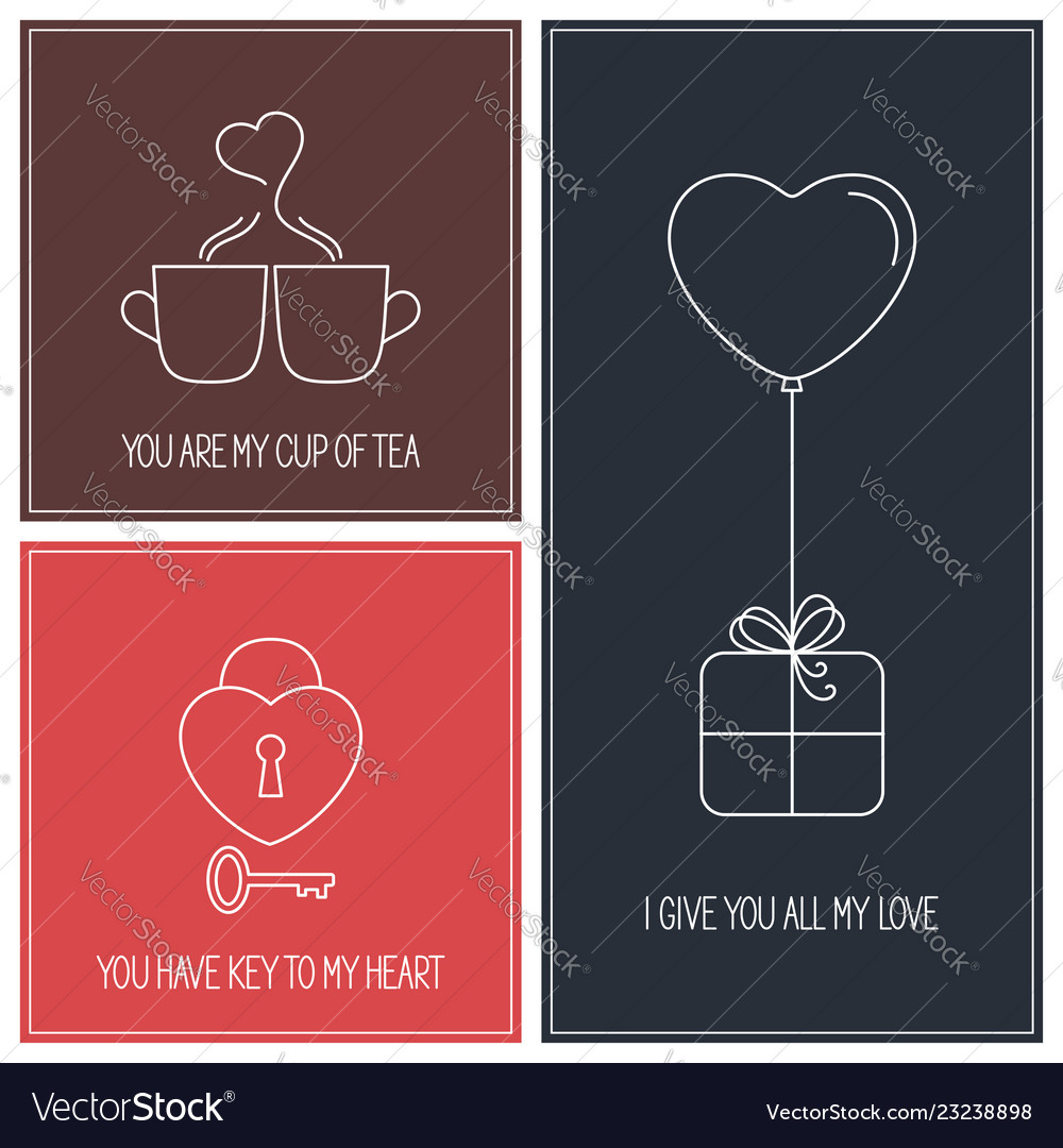 Valentine Cards Set Royalty Free Vector Image Vectorstock 