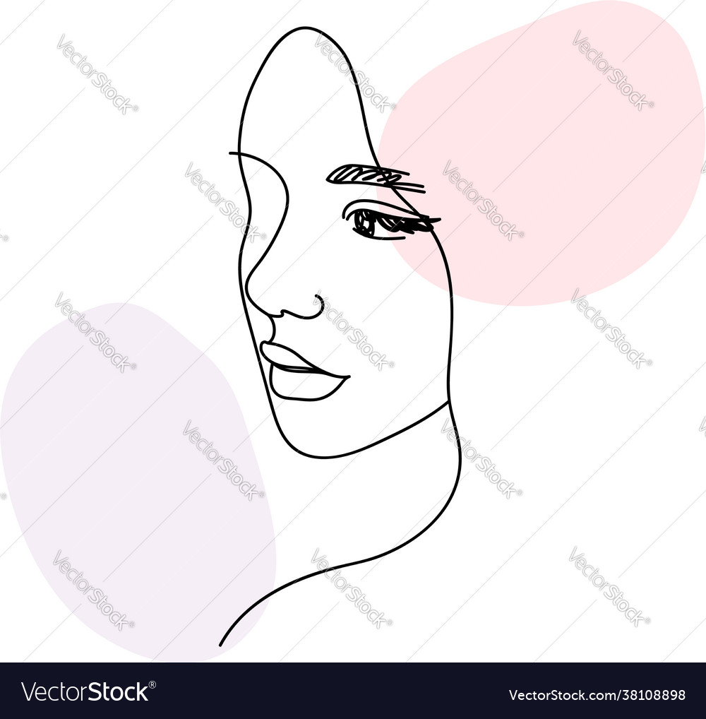 Woman Face Portrait In Minimalist Aesthetic Style Vector Image