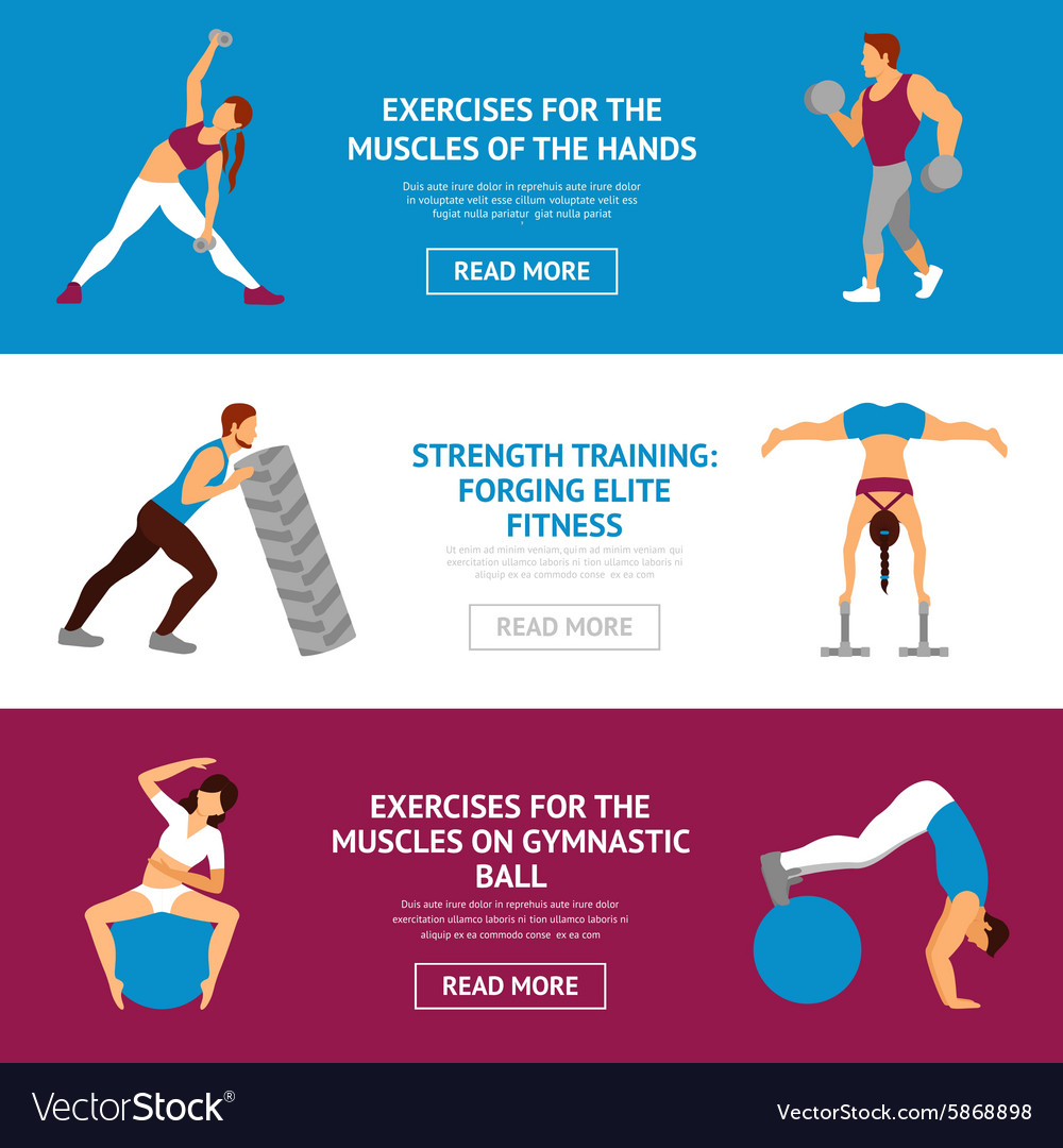 Workout banner set Royalty Free Vector Image - VectorStock