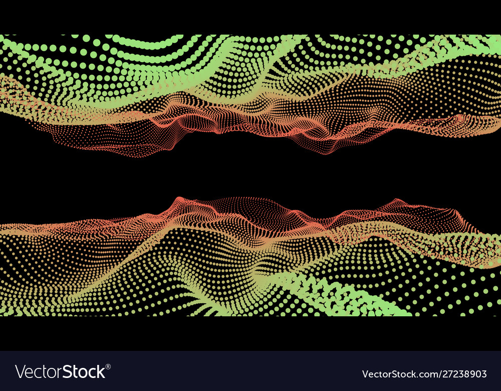 3d sea dots wave reflect glowing stream flow Vector Image