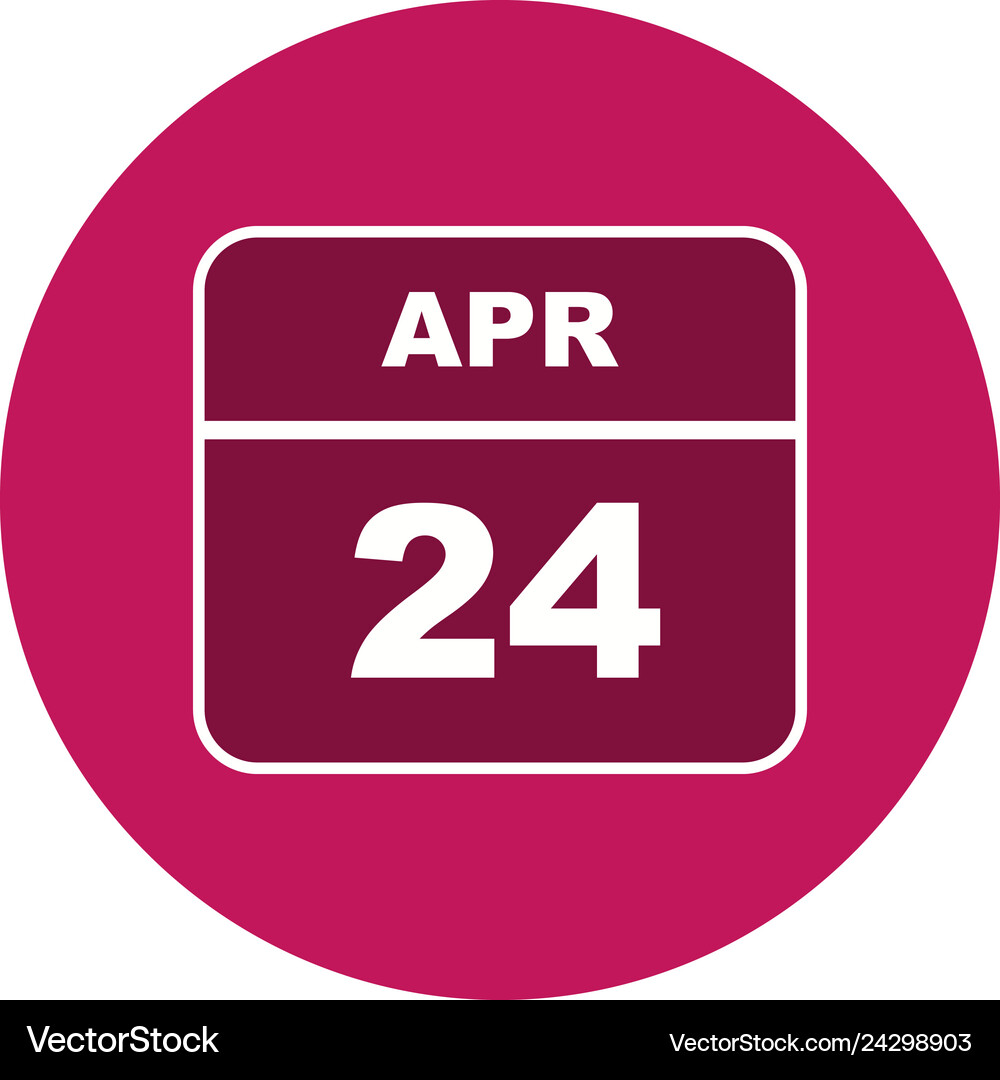 April 24th date on a single day calendar Vector Image