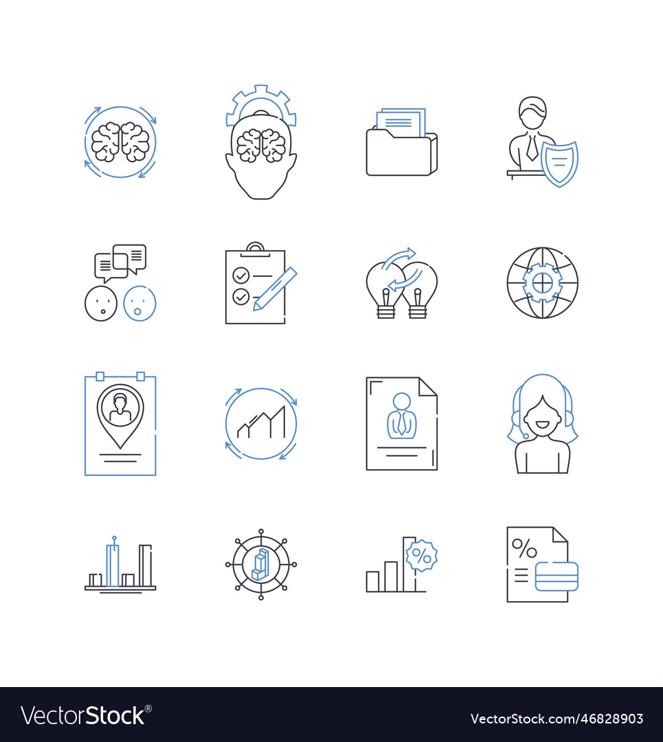 Automated financial planning line icons collection