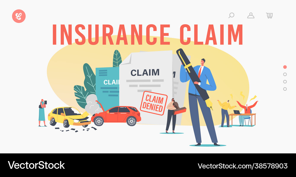 Characters claim insurance landing page template Vector Image