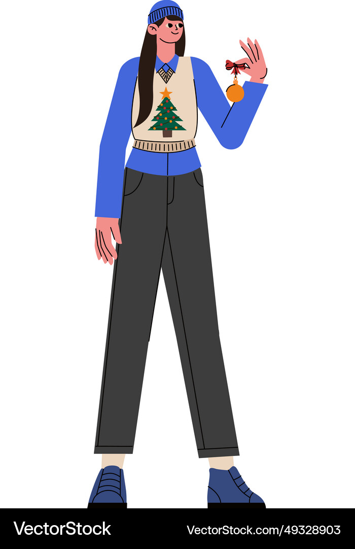 Christmas lady wearing coat Royalty Free Vector Image