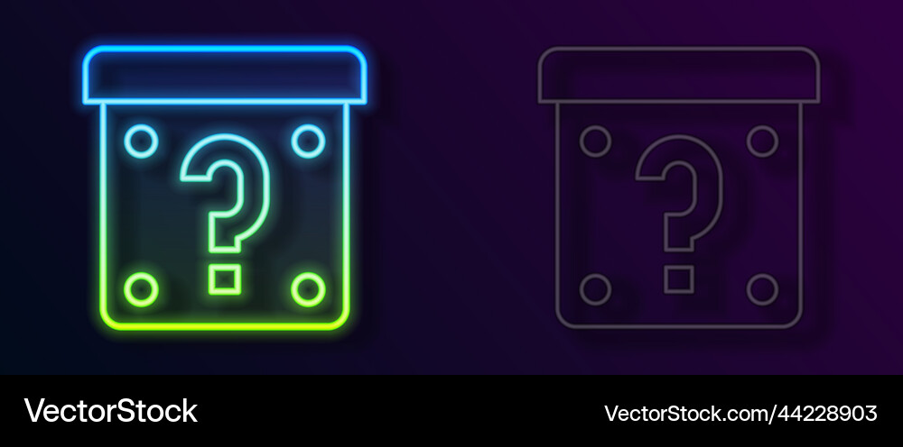 Glowing neon line mystery box or random loot box Vector Image