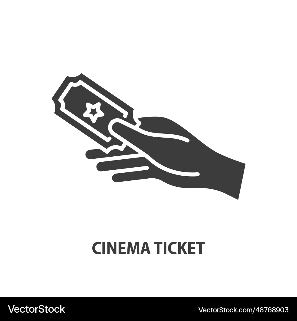 Hand holding cinema ticket glyph icon Royalty Free Vector