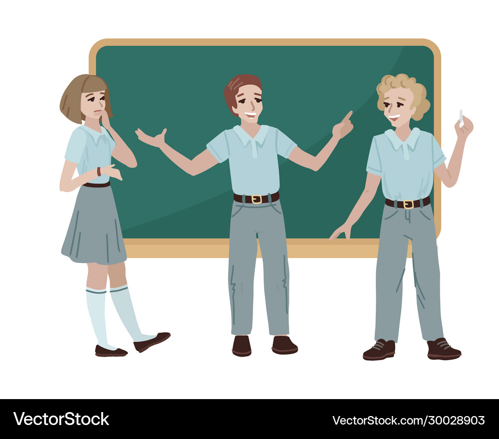 High school students answering at school board Vector Image