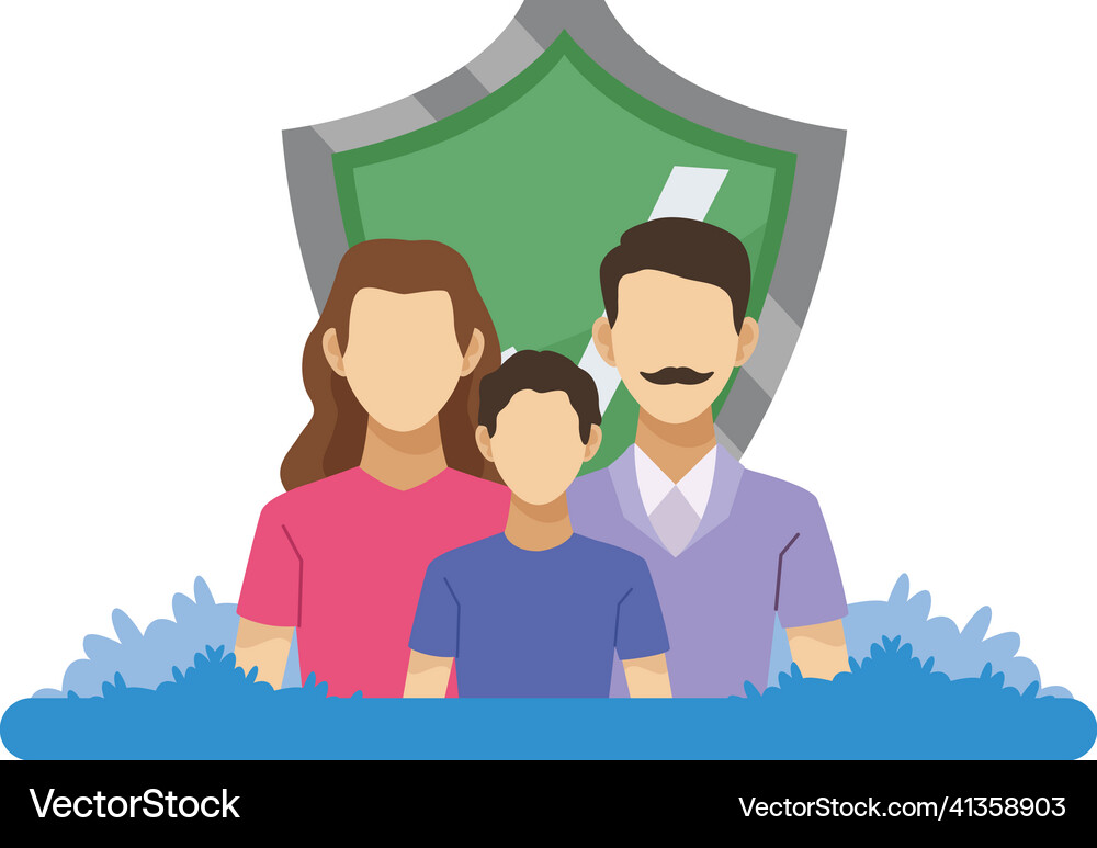 Home insurance with family Royalty Free Vector Image