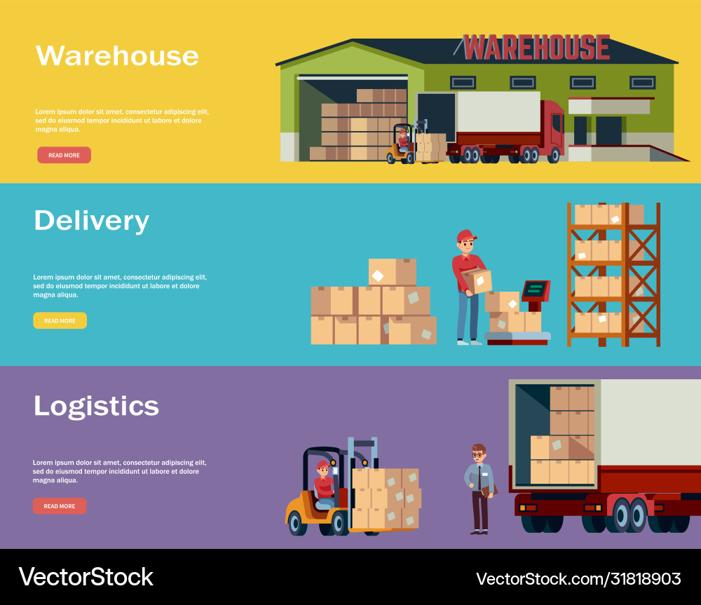 Logistic warehouse horizontal banners logistic Vector Image