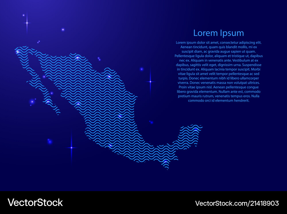 Mexico map country abstract silhouette from wavy Vector Image