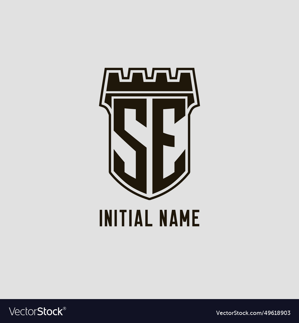 Monogram se with shield fortress logo design style