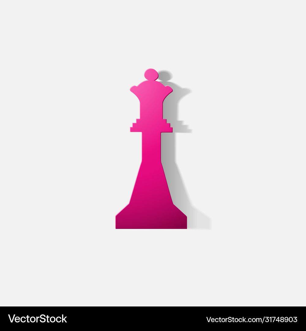 Paper clipped sticker chess figure queen Vector Image