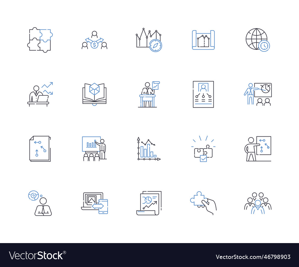 Sales forecasting line icons collection Royalty Free Vector