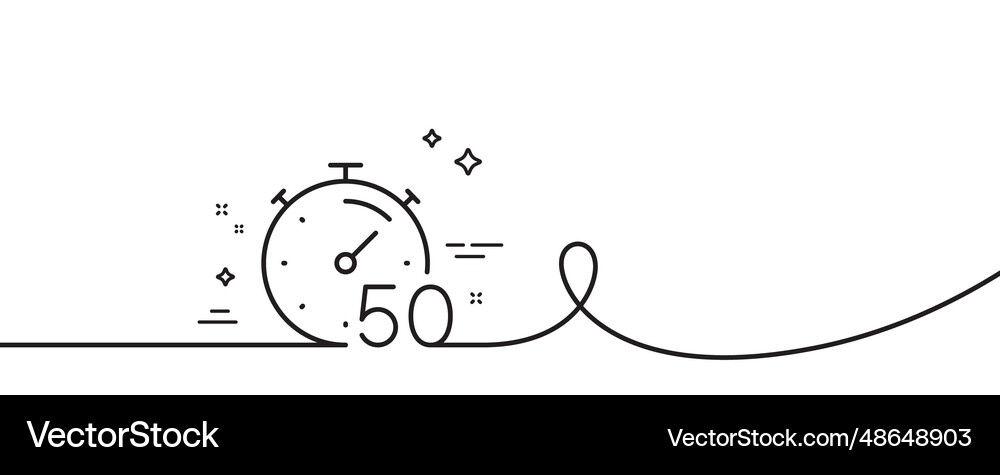 Timer 50 minutes line icon stopwatch time sign Vector Image