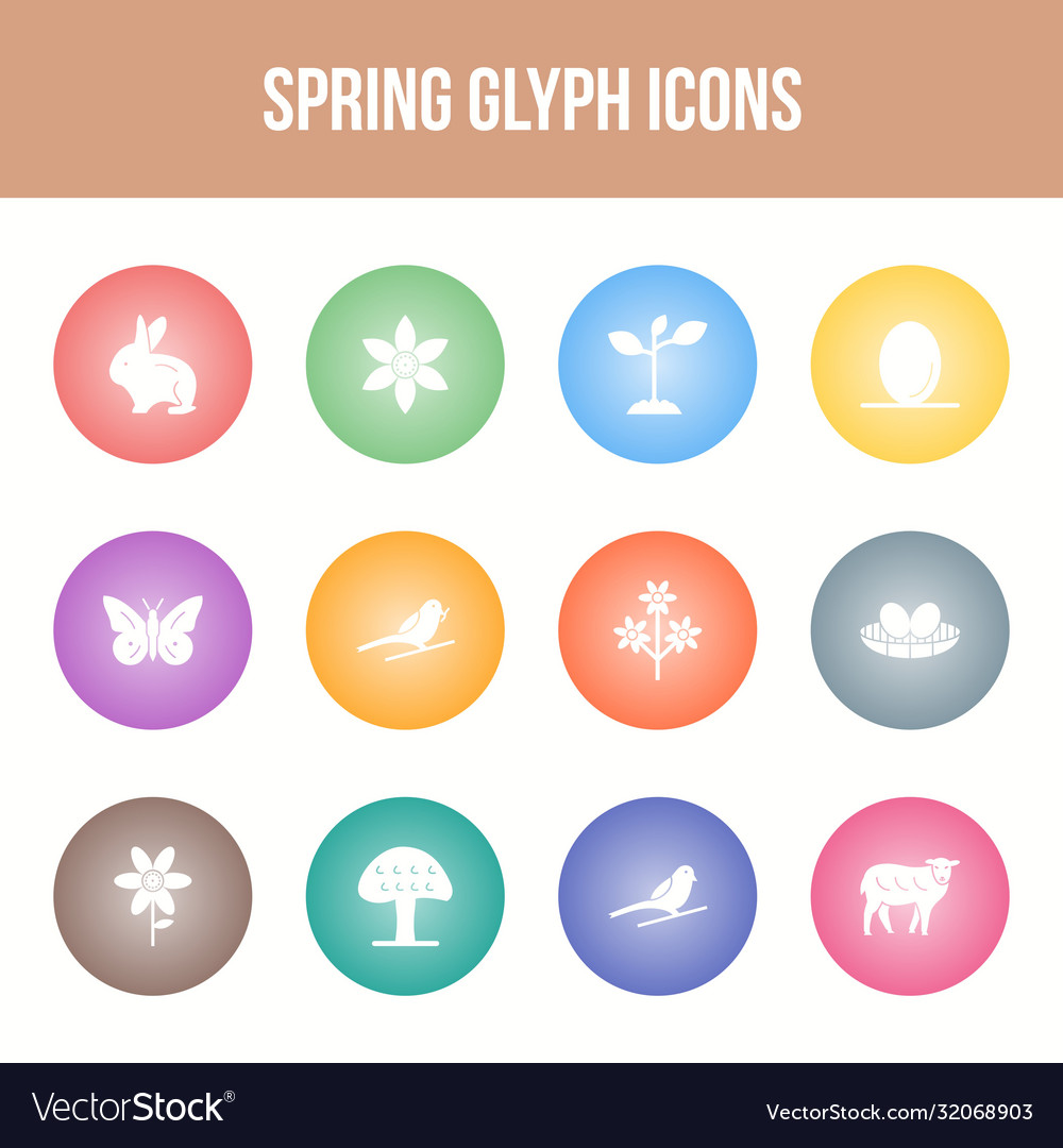 Unique spring glyph icon set Royalty Free Vector Image