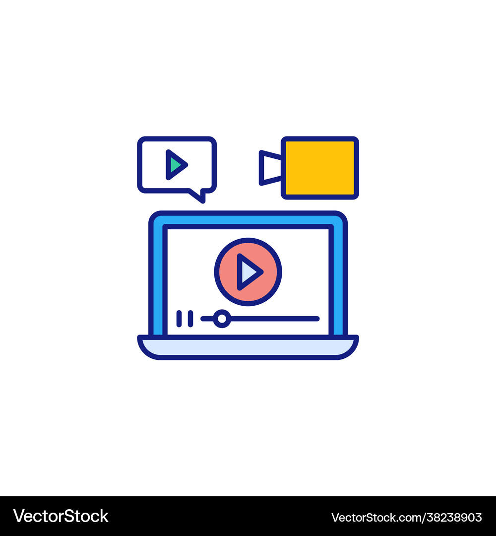 Video marketing icon in logotype Royalty Free Vector Image