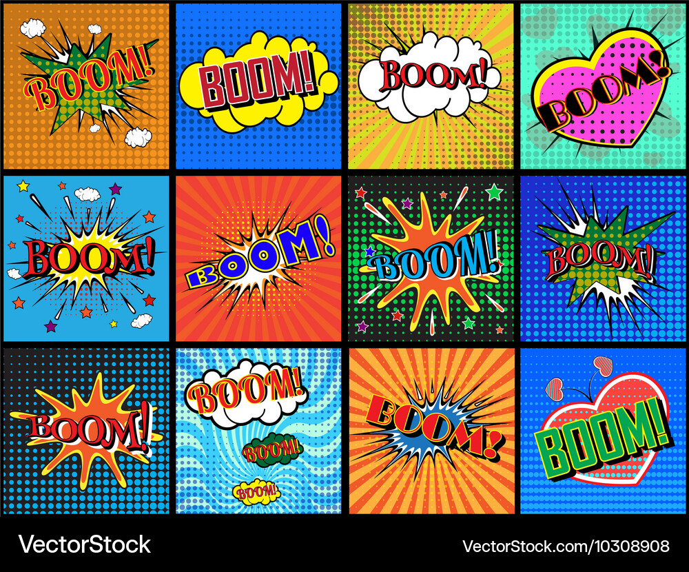 Boom set Royalty Free Vector Image - VectorStock