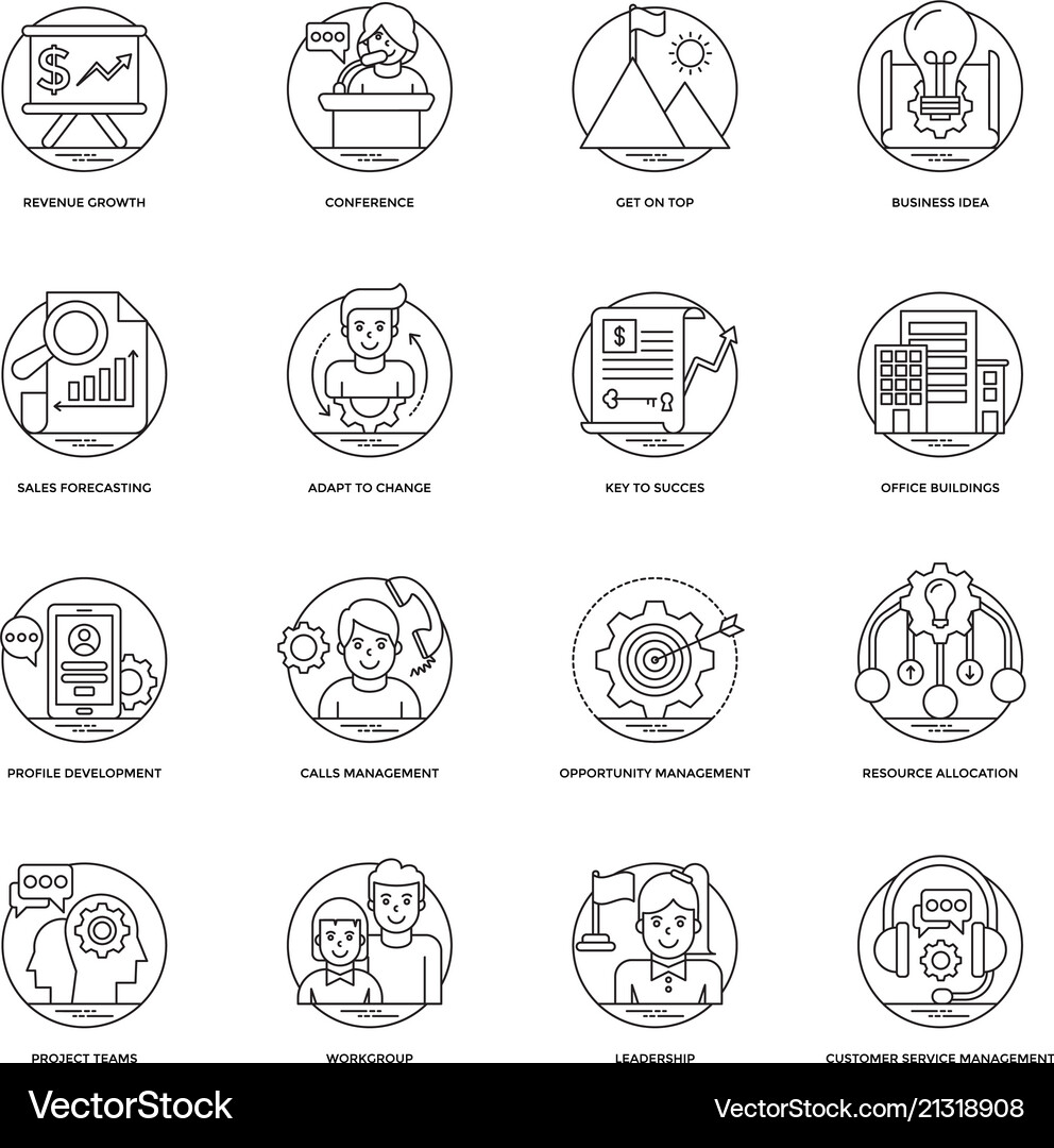 Business line icons 4 Royalty Free Vector Image
