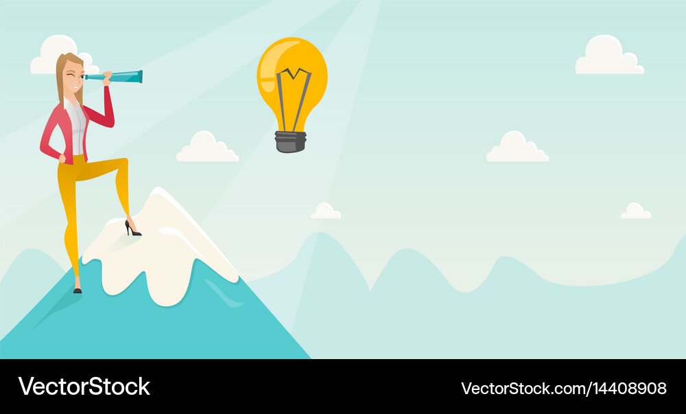 Business woman looking for idea Royalty Free Vector Image