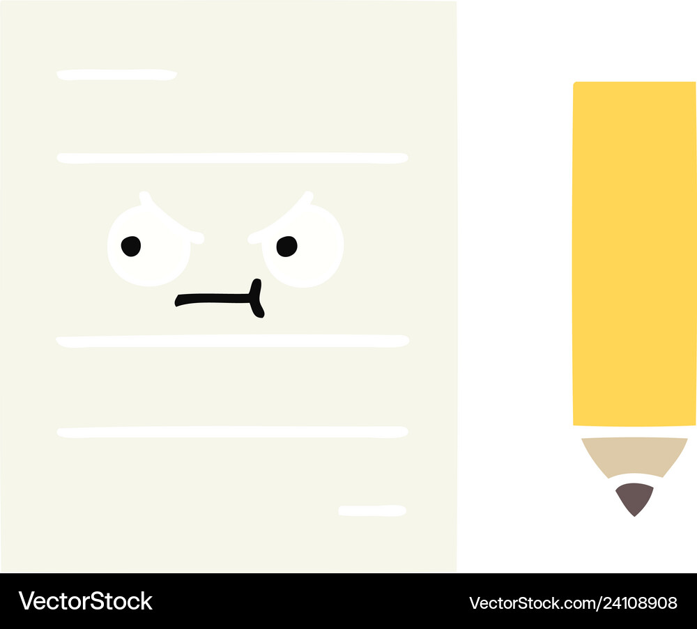 Flat color retro cartoon test paper Royalty Free Vector