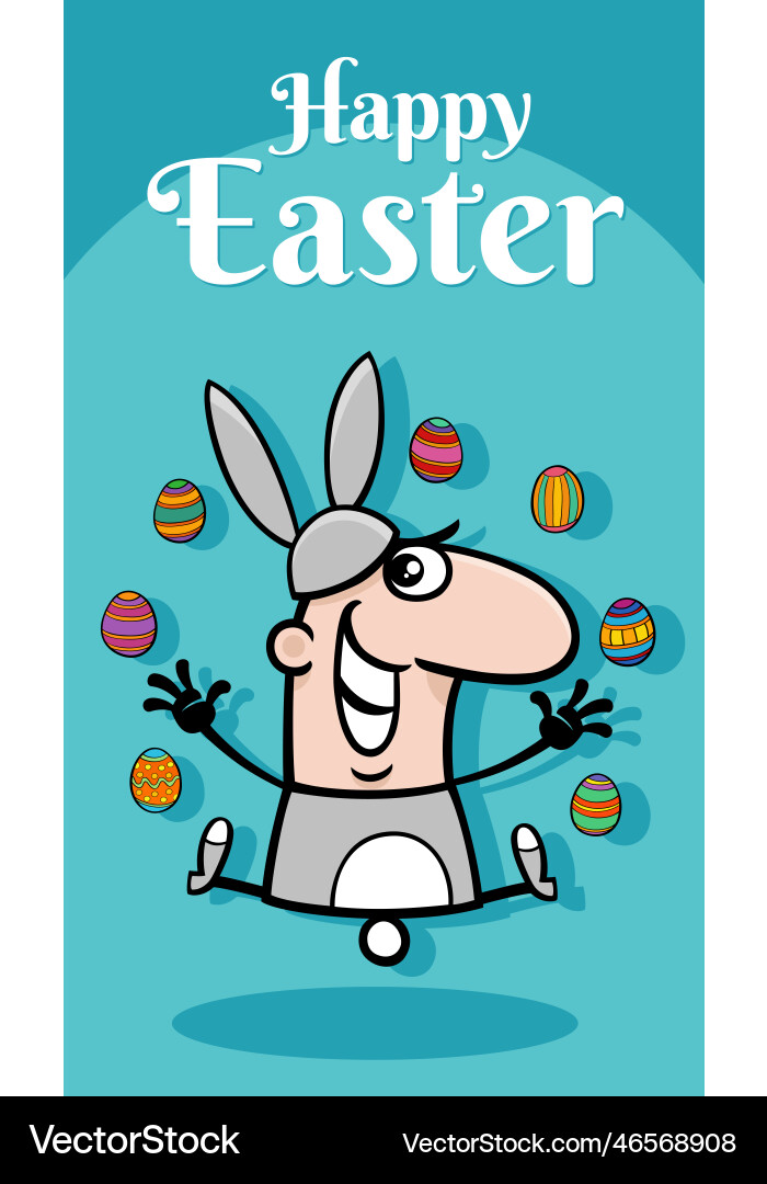 Happy cartoon man in easter bunny costume Vector Image