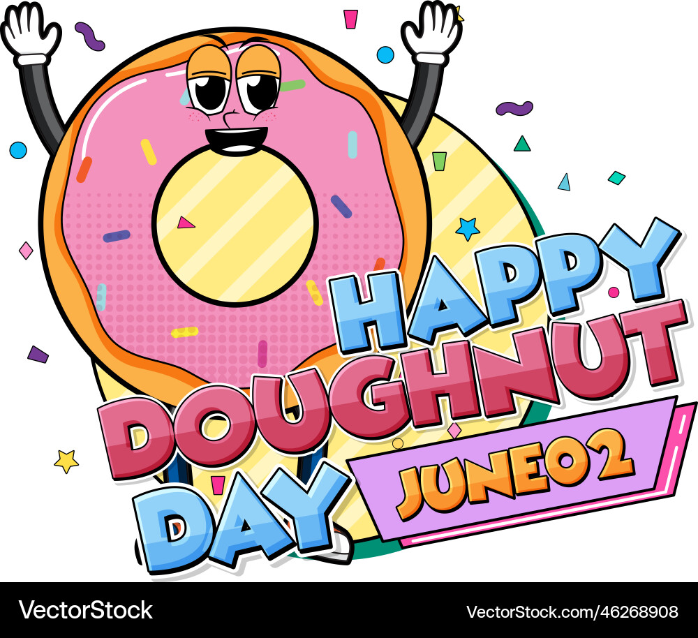Happy doughnut day in june logo Royalty Free Vector Image