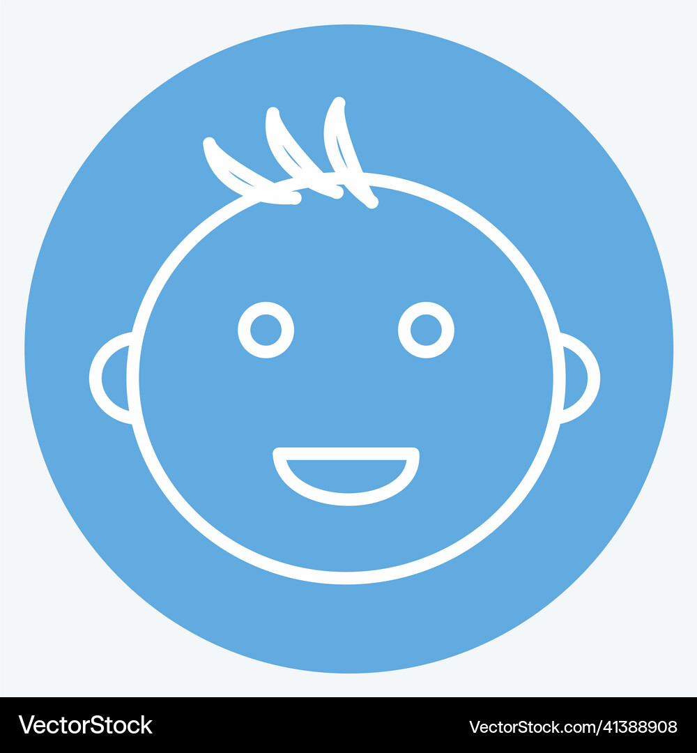 Icon smiling baby - blue eyes style - simple Vector Image