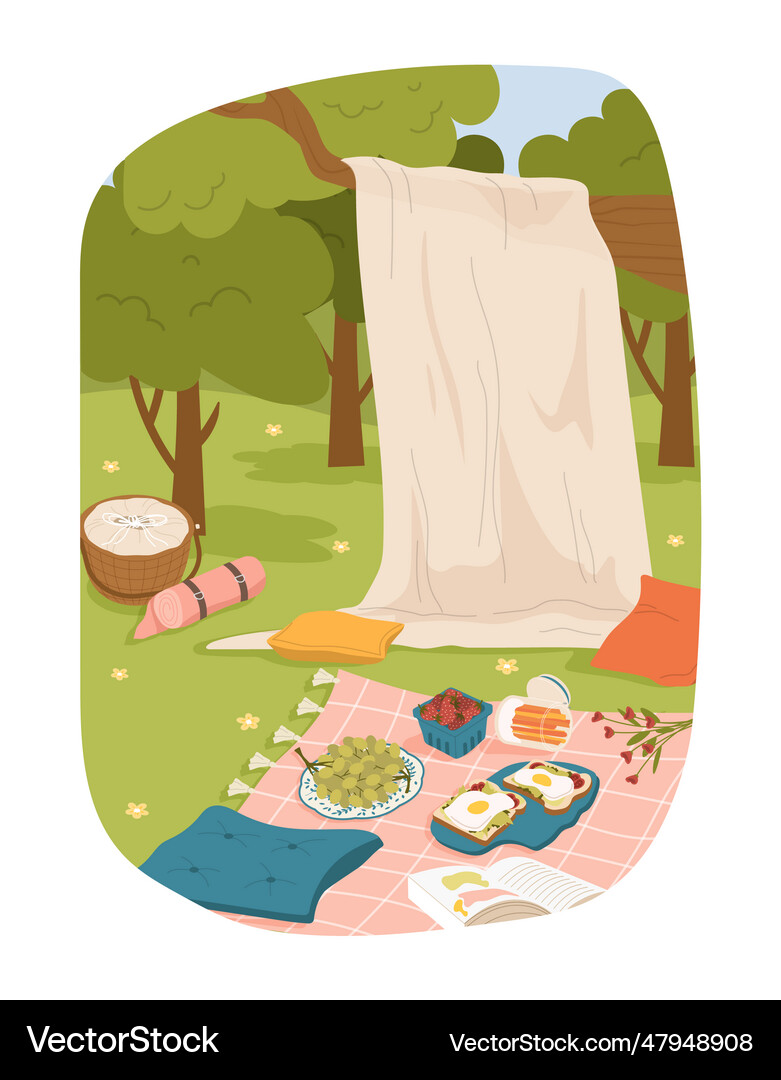 Outdoor summer picnic scene concept Royalty Free Vector