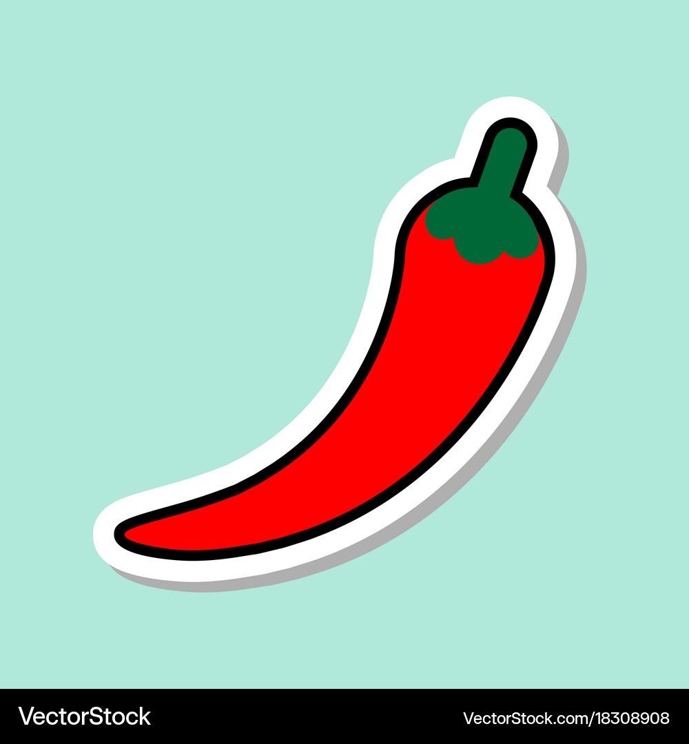 Red chili sticker on blue background colorful Vector Image