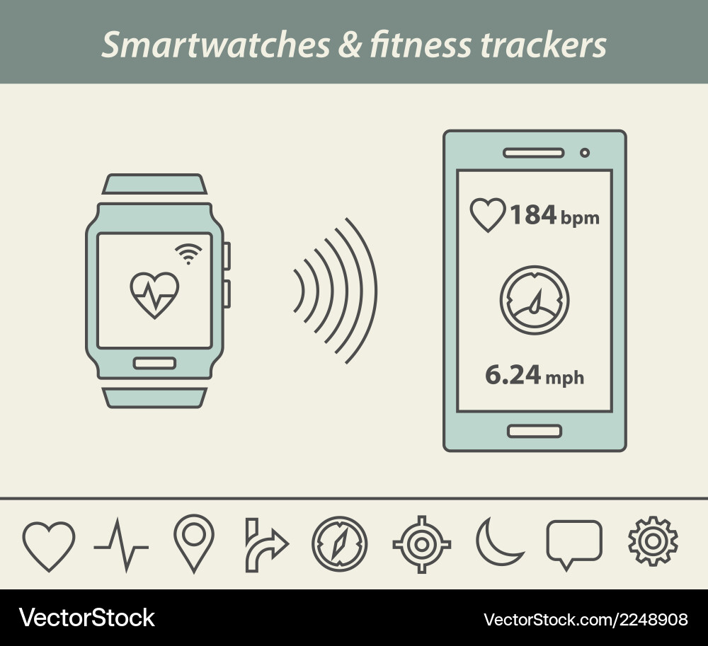 Smartwatch and fitness tracker Royalty Free Vector Image