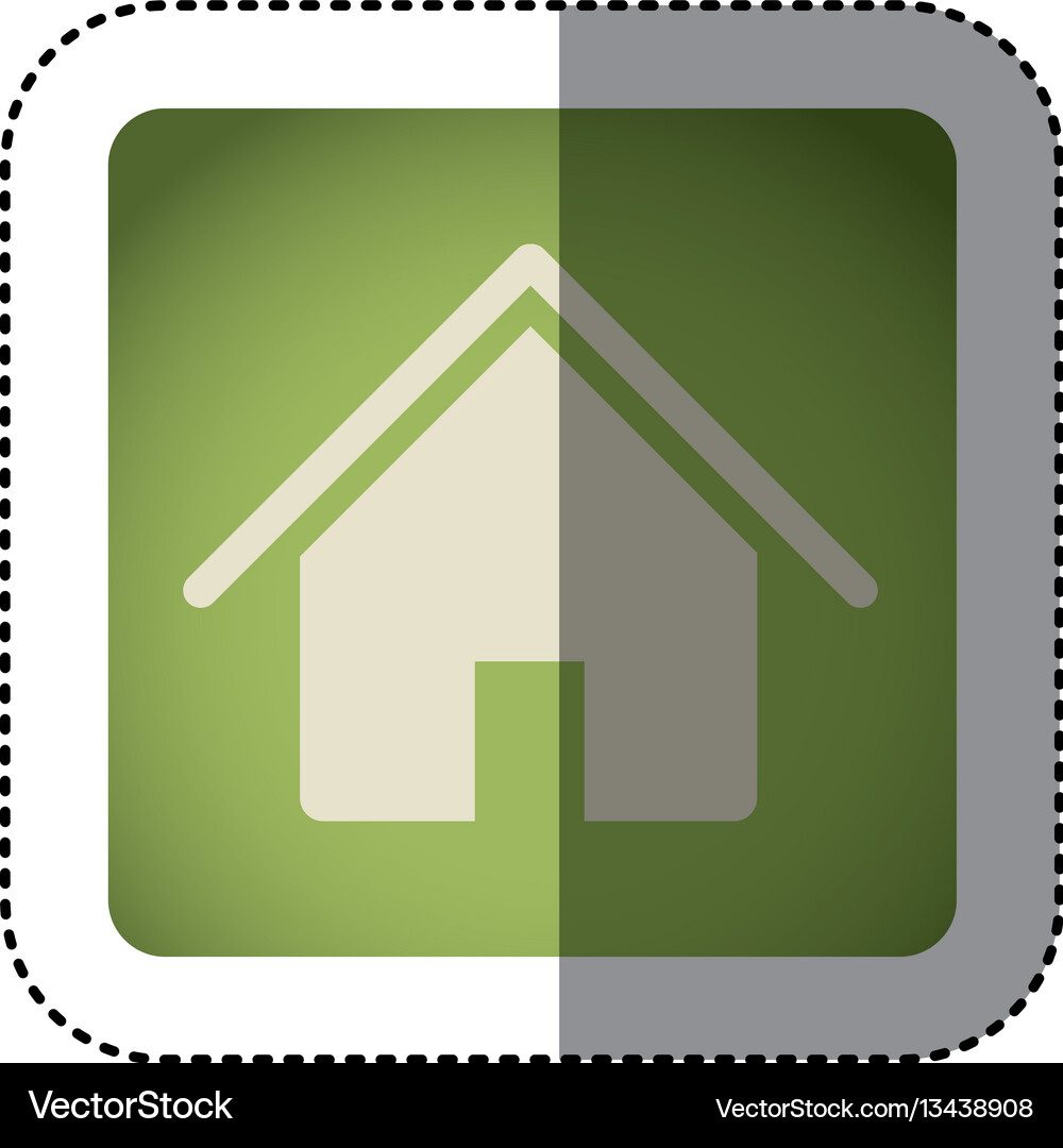 Sticker color square with house icon Royalty Free Vector