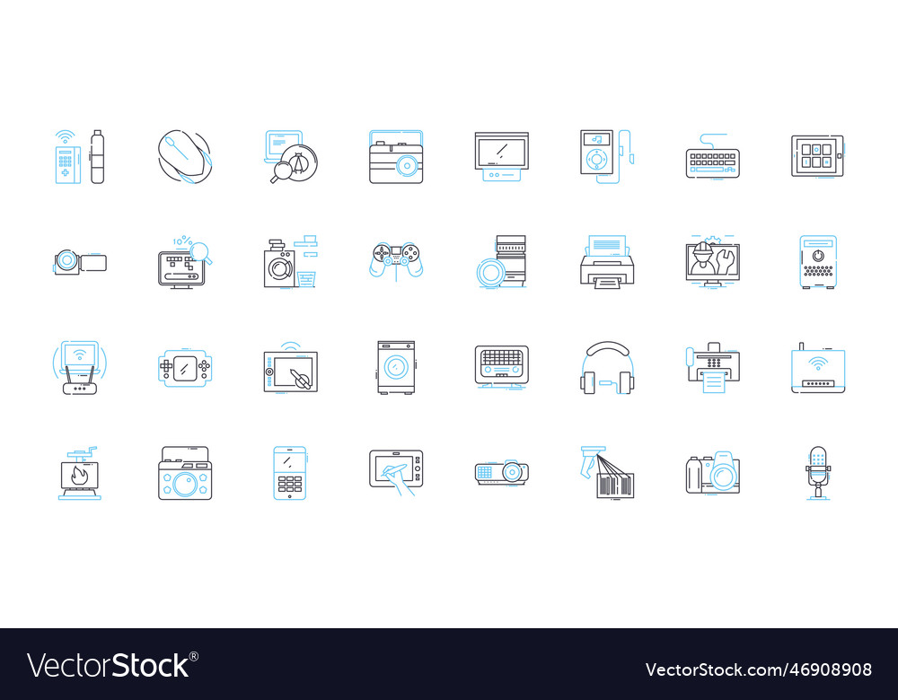 Technology improvements linear icons set Vector Image Technology improvements linear icons set Vector Image