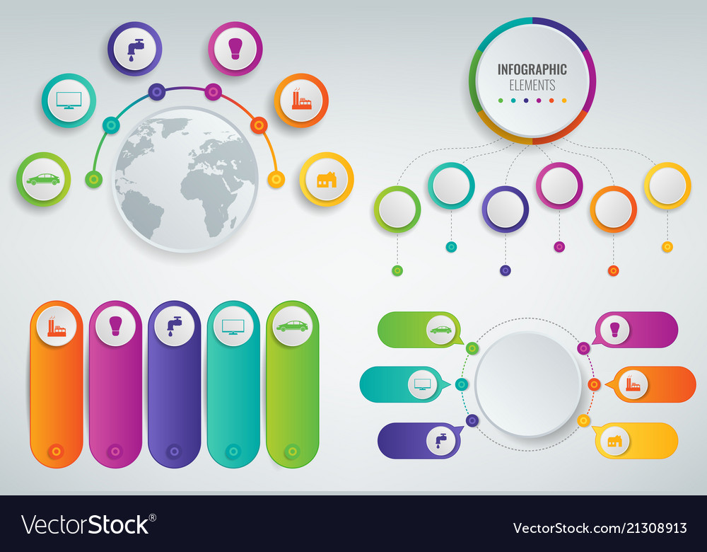 3d infographics templates set business Royalty Free Vector