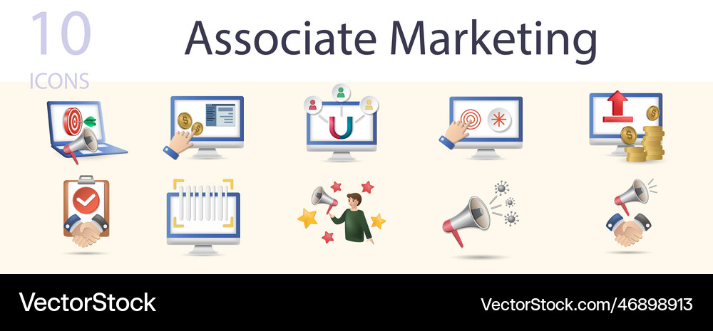 Associate marketing set creative icons niche Vector Image