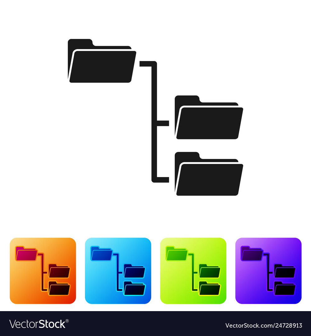 Black folder tree icon isolated on white Vector Image